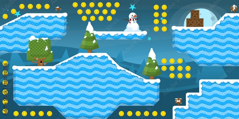 Ice Game Tileset Stock Vector | Adobe Stock