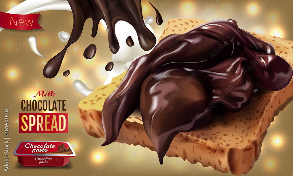 Vector realistic illustration of milk chocolate spread. Stock Vector ...