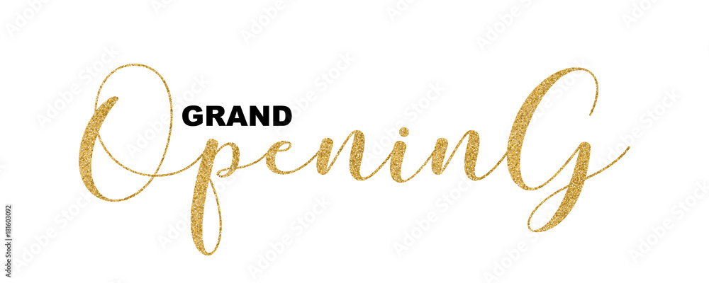 Grand Opening handwritten script, text isolated on white background ...