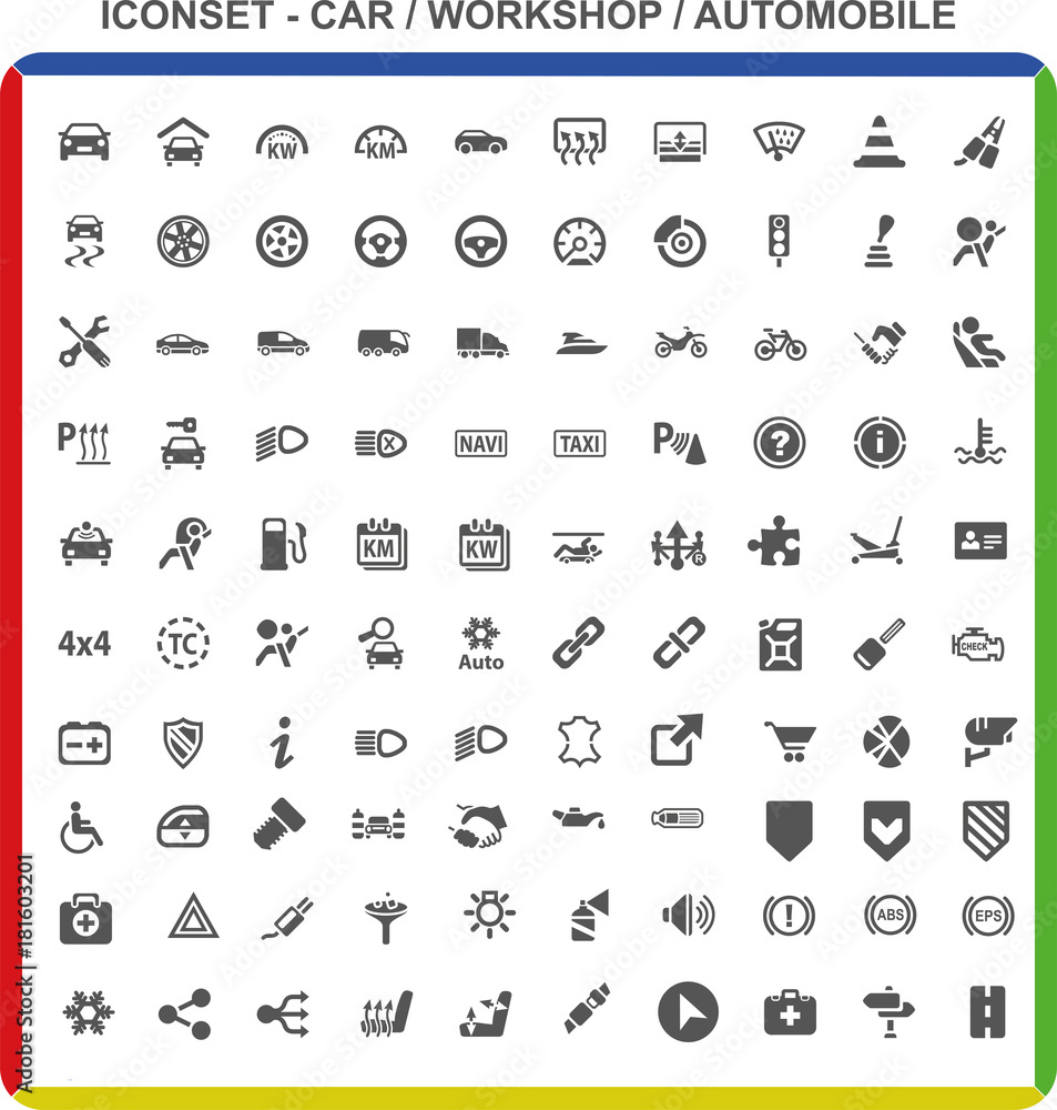 Iconset Piktogramme - Car Workshop Automobile Stock-Vektorgrafik ...