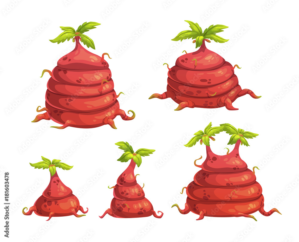 Cartoon fantasy alien monster plants set Stock Vector | Adobe Stock