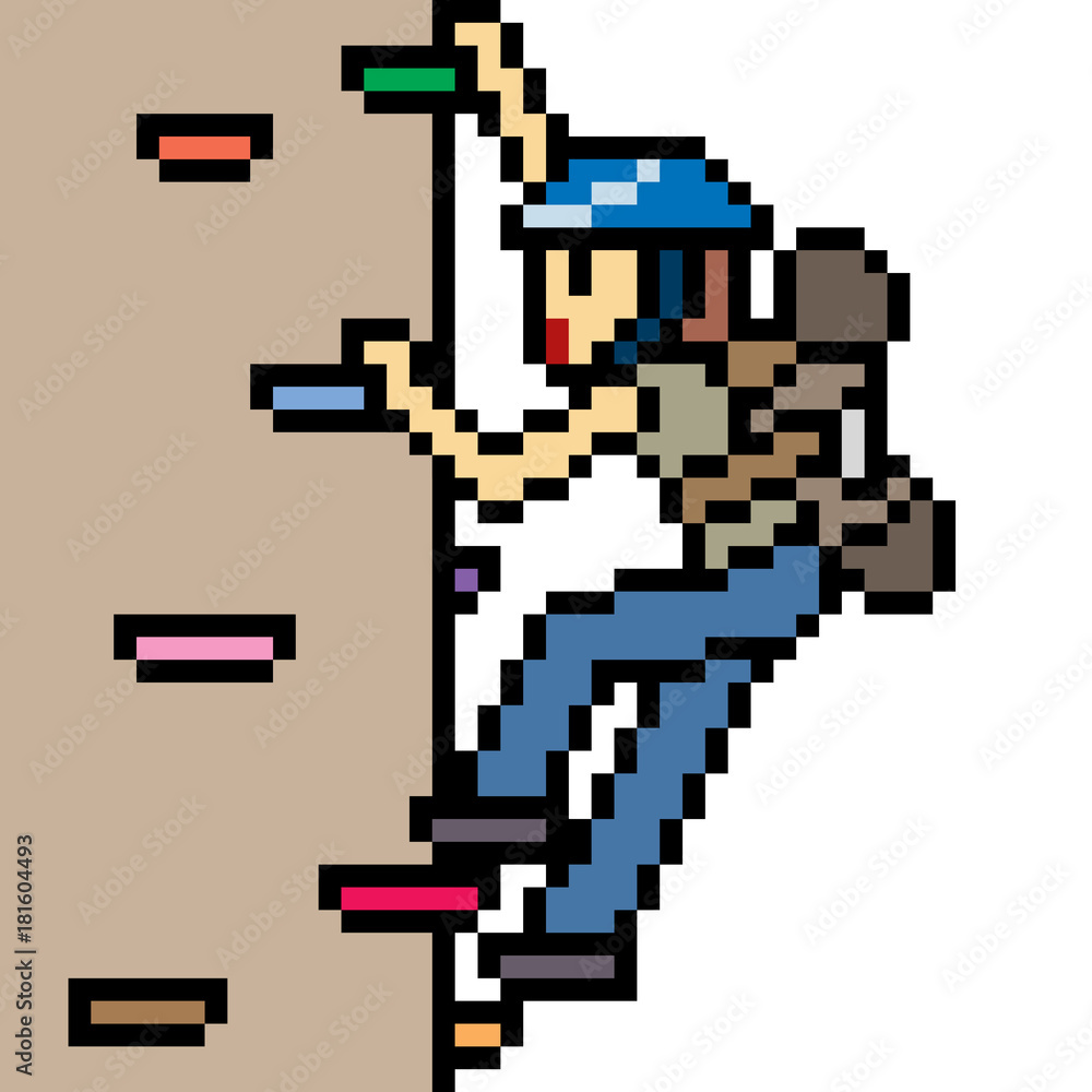 vector pixel art fake cliff climb Stock Vector | Adobe Stock
