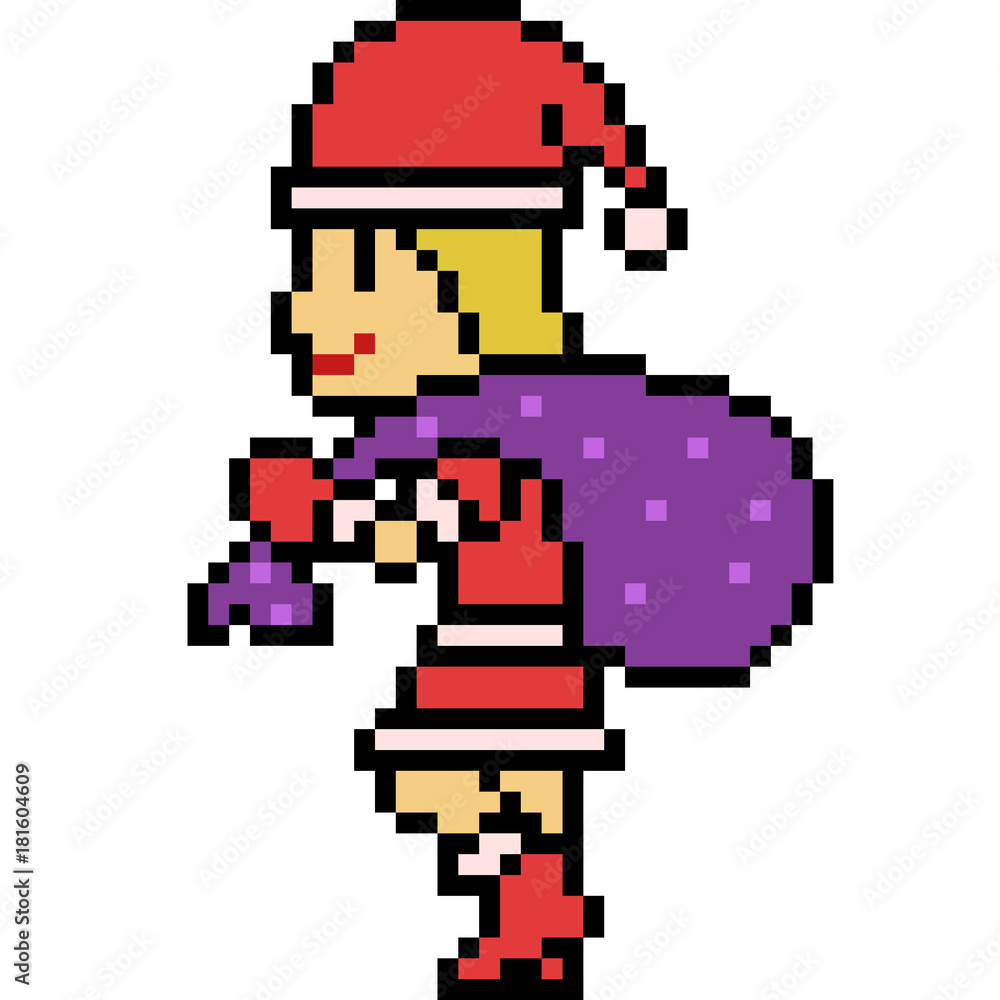 vector pixel art santa girl Stock Vector | Adobe Stock