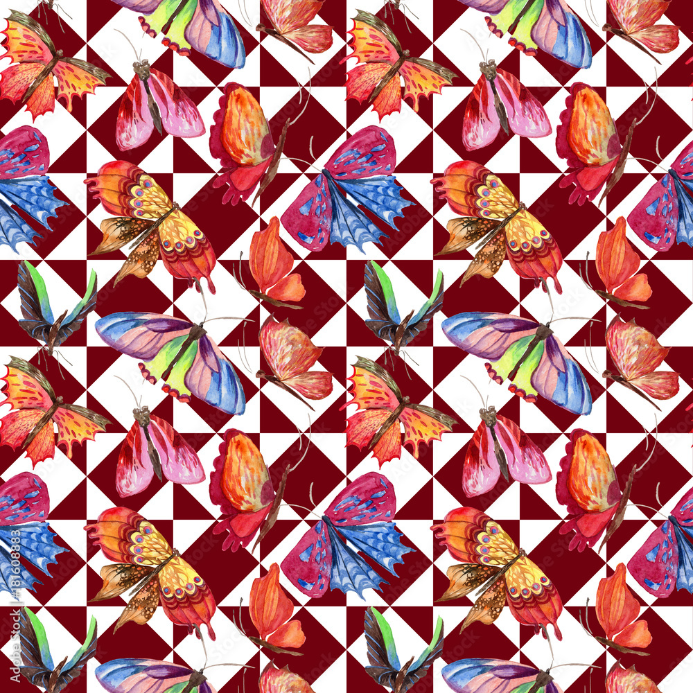 Exotic butterfly wild insect pattern in a watercolor style. Full name ...