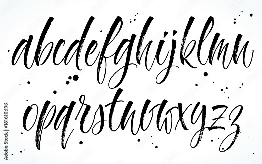 Brush handwritten vector alphabet. Modern calligraphy, lowercase ...