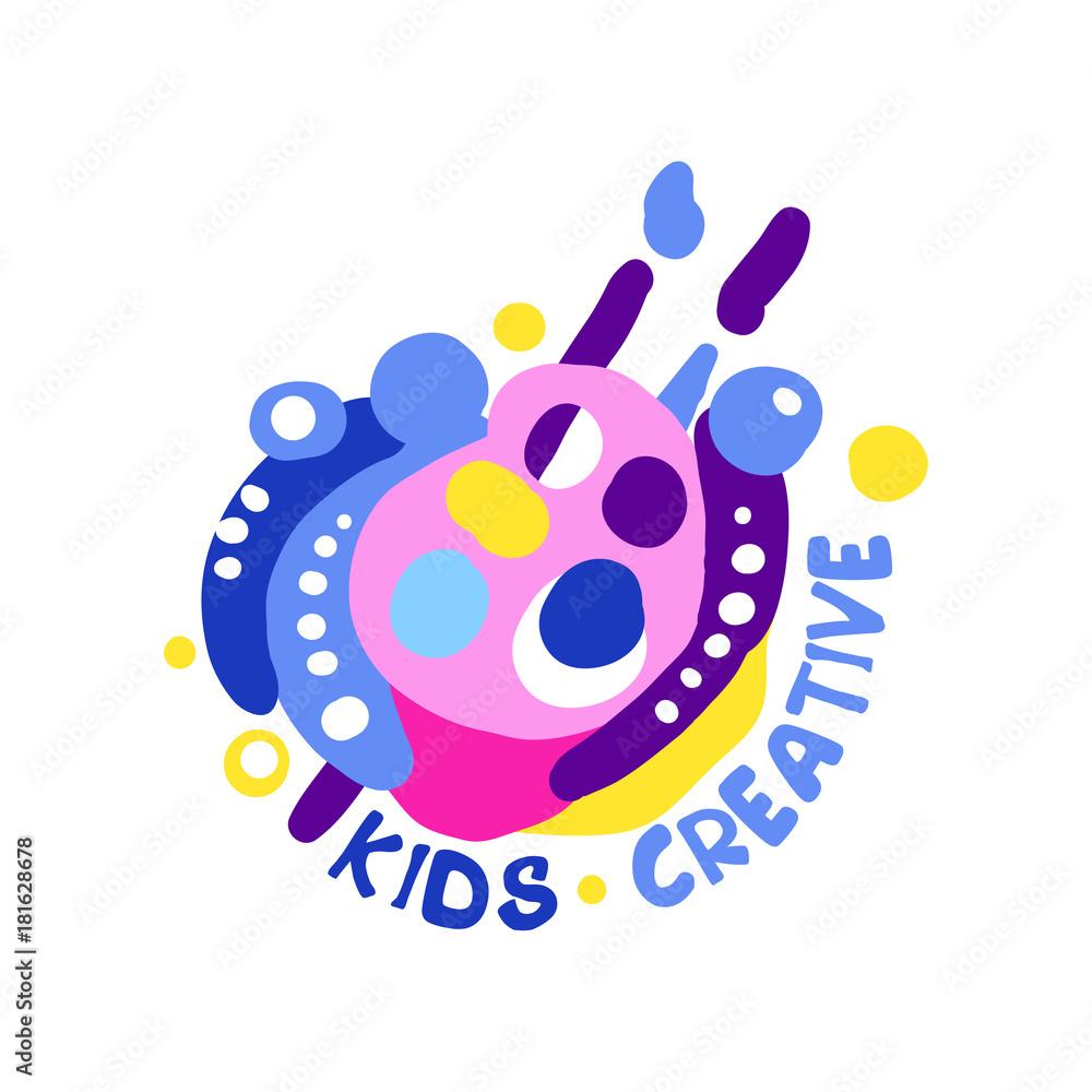 Kids creative logo design, colorful labels and badges for kids club ...