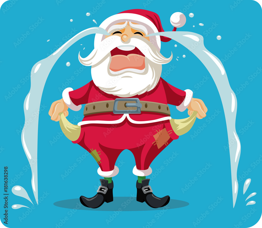Sad Crying Santa With Empty Pockets Vector Cartoon Stock Vector | Adobe ...