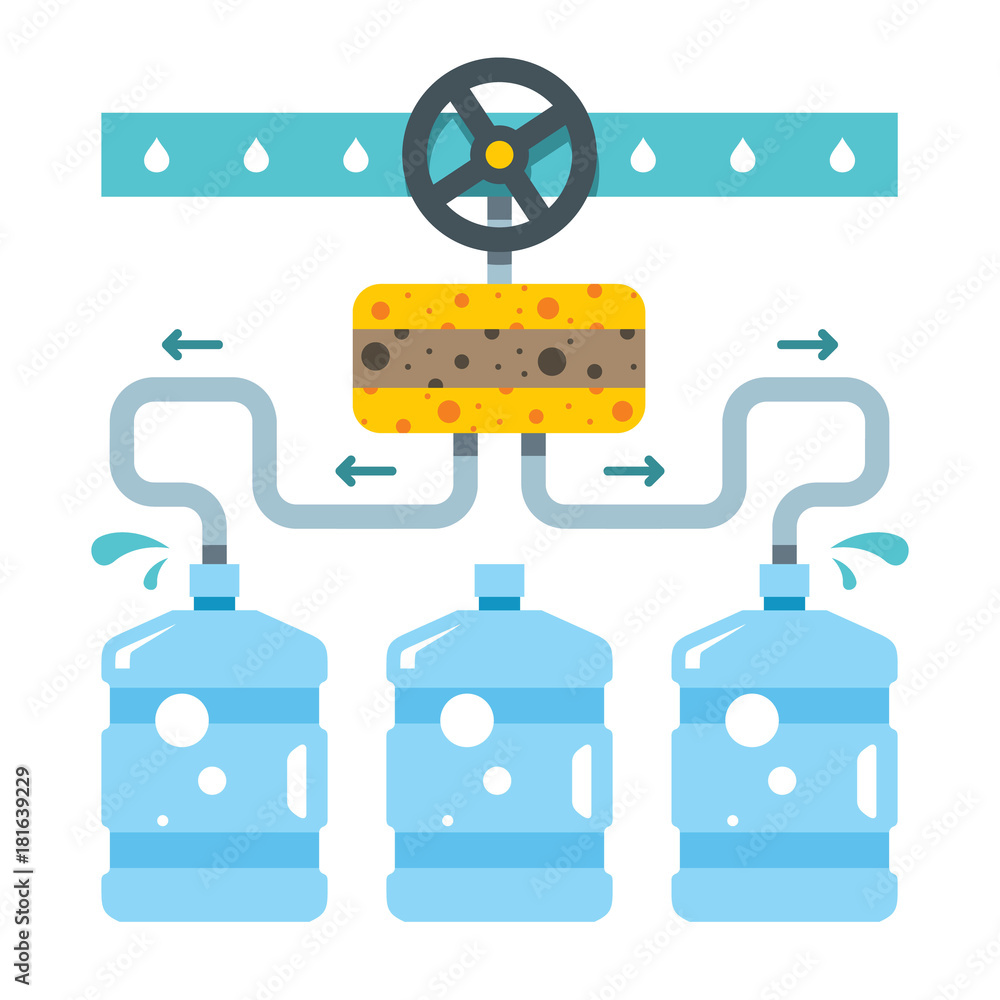 Water purification. Flat style colorful Vector Cartoon illustration ...