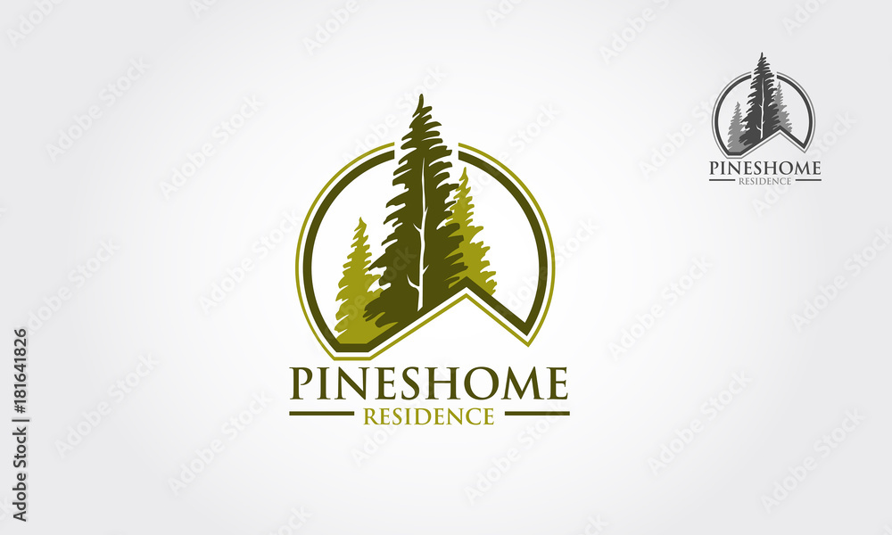 Pines Home Residence Vector Logo Template. The logo is a pines tree ...