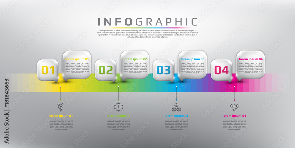 Horizontal vector timeline info graphic. 4 steps concept. Can be used ...