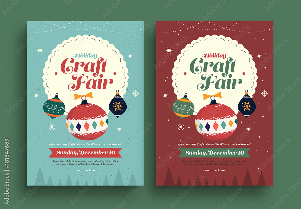 Retro Holiday Craft Fair Flyer Stock Template | Adobe Stock