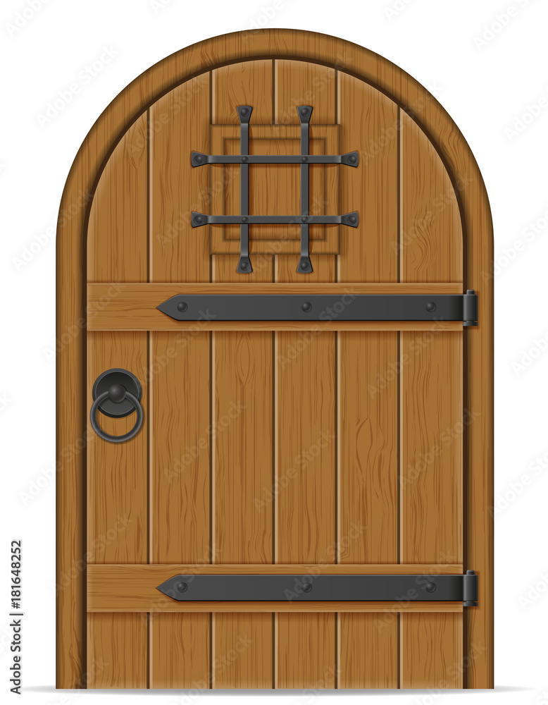 old wooden door vector illustration Stock Vector | Adobe Stock