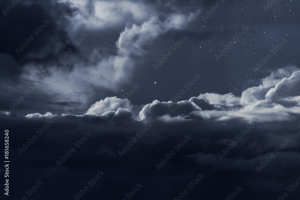 Cloudy night sky with stars Stock Photo | Adobe Stock