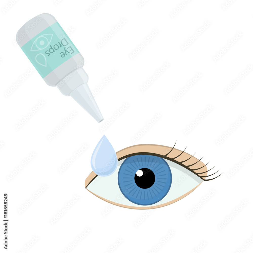 Eye drops on white background, cartoon illustration of medical ...