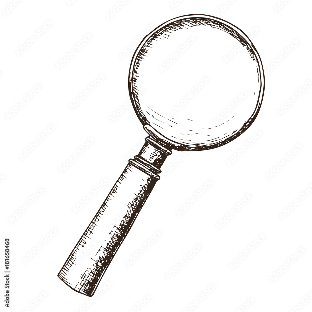 Cartoon Magnifying Glass Black And White