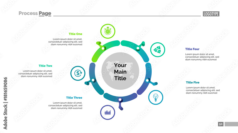 Five Points Slide Template Stock Vector | Adobe Stock