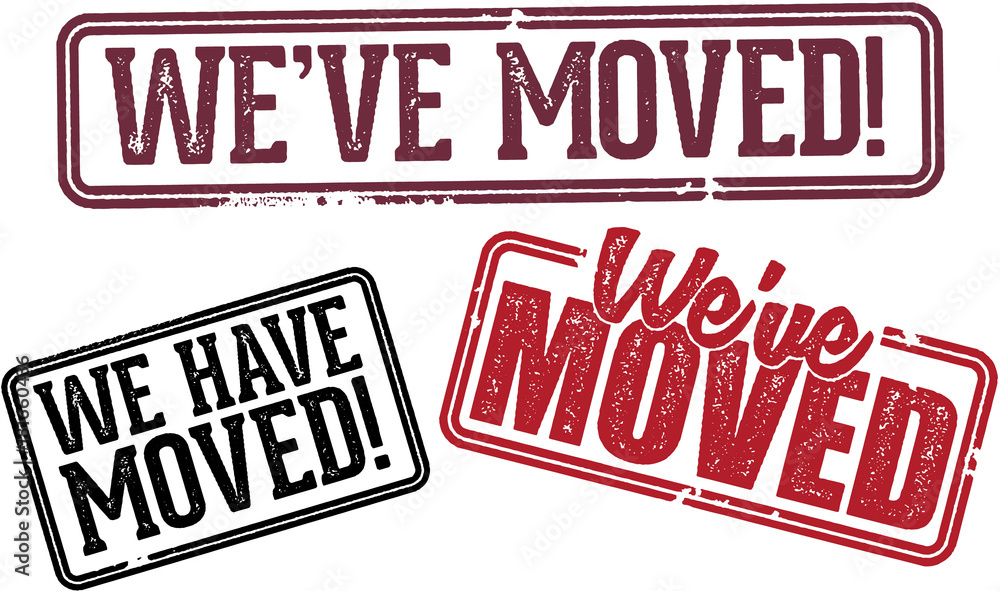 We've Moved Business Relocation Announcement Stamps Stock Vector ...