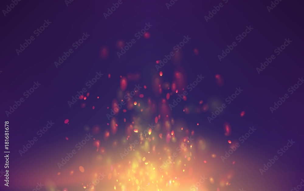 Flame vector background with sparks particles. bonfire smoke fantasy ...