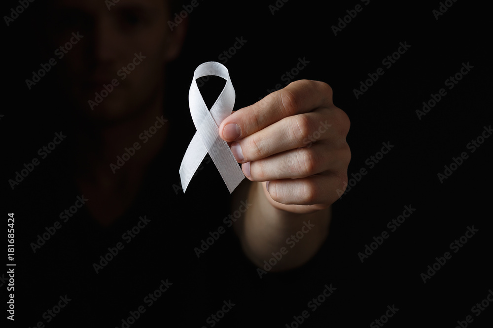 lung cancer ribbon, white ribbon, fight against lung cancer Stock Photo ...