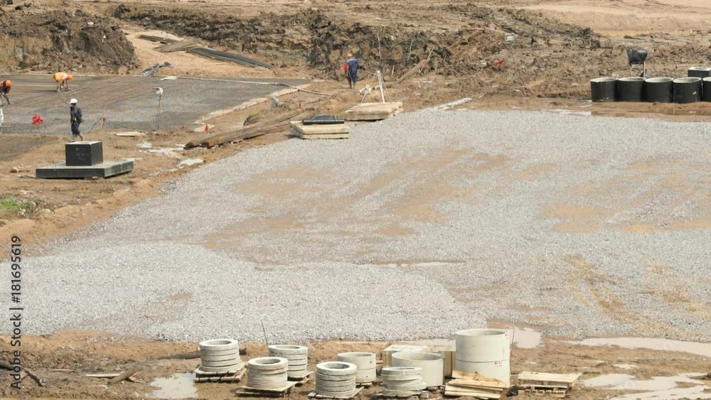 Preparation of soil for foundation laying on the construction site ...