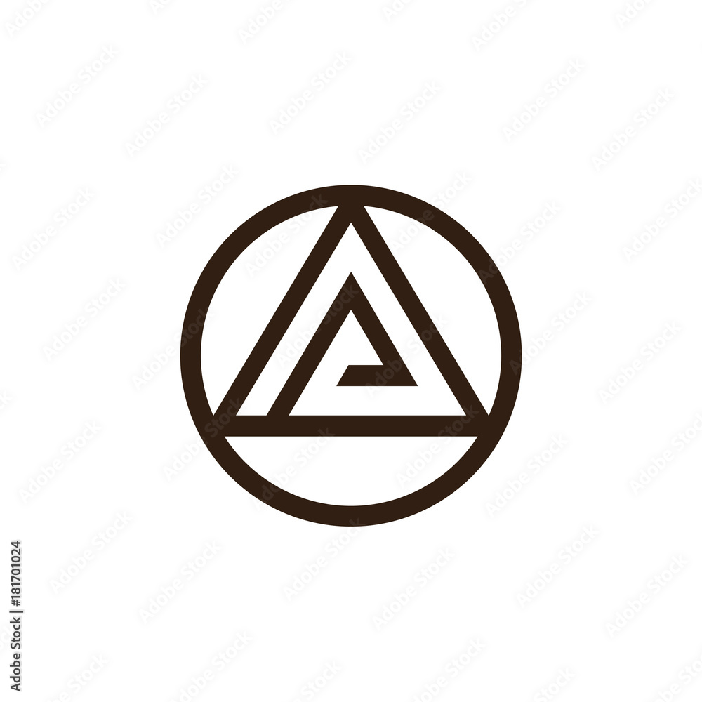Triangle and circle logo design. Abstract letters O and A symbol ...