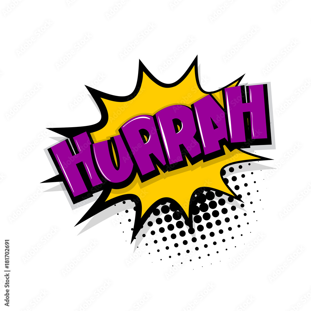 Vetor de Hurrah, scream. Comic text speech bubble balloon. Pop art ...