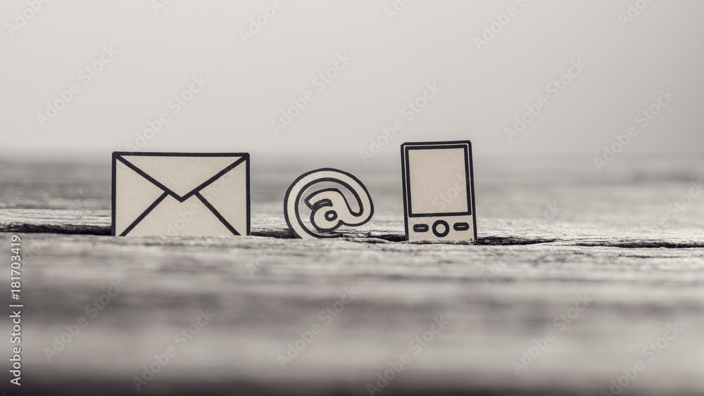 Communication icons telephone, at sign and mail Stock Photo | Adobe Stock