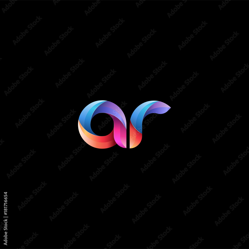 Initial lowercase letter ar, curve rounded logo, gradient vibrant ...