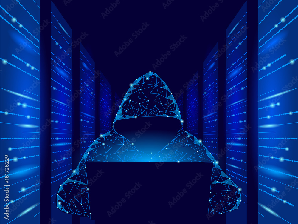 Internet security cyber attack business concept low poly. Anonymous ...