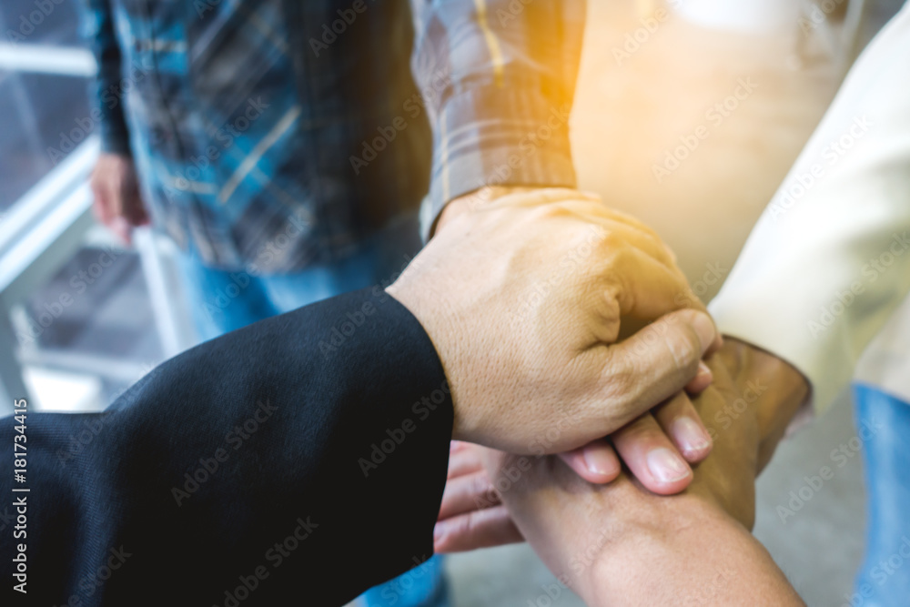 Team Business Partners Giving Fist Bump to Greeting Start up project ...