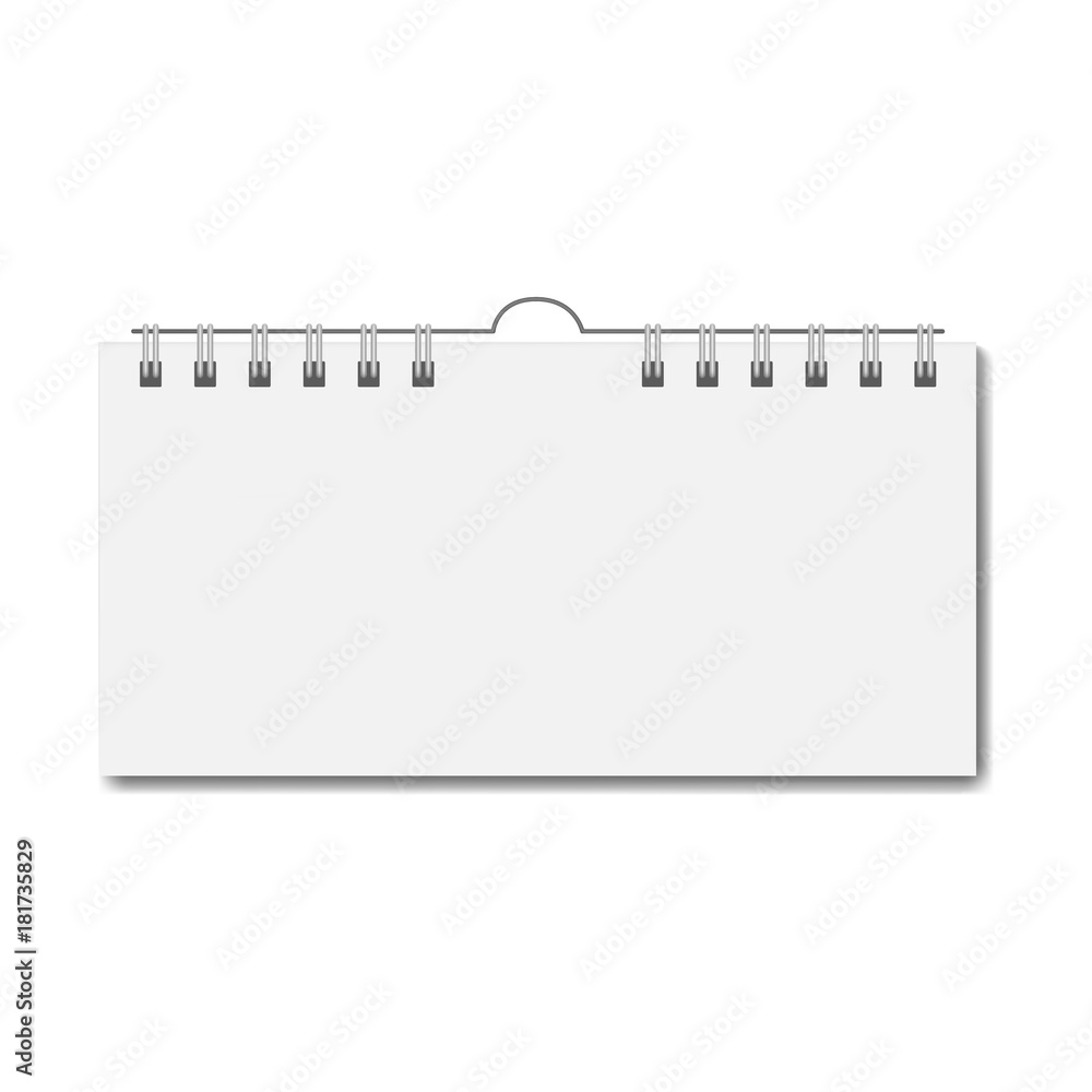 Realistic blank vector rectangular calendar on spiral binder, notepad ...