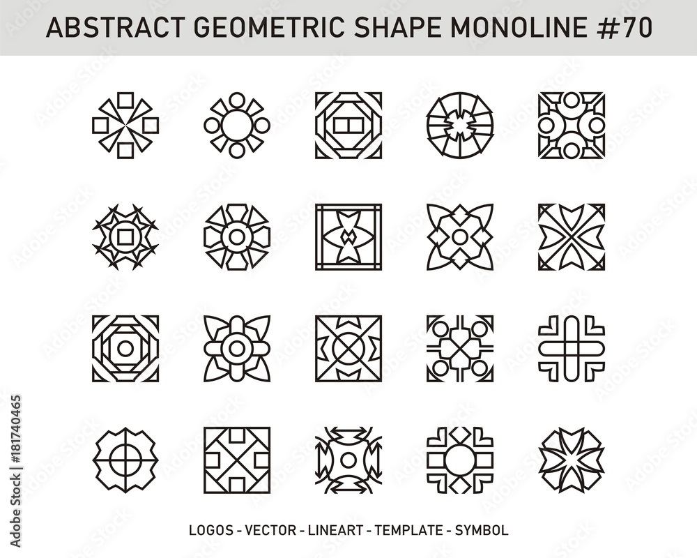 Geometric elements set, Modern shapes, isolated on white, line design ...
