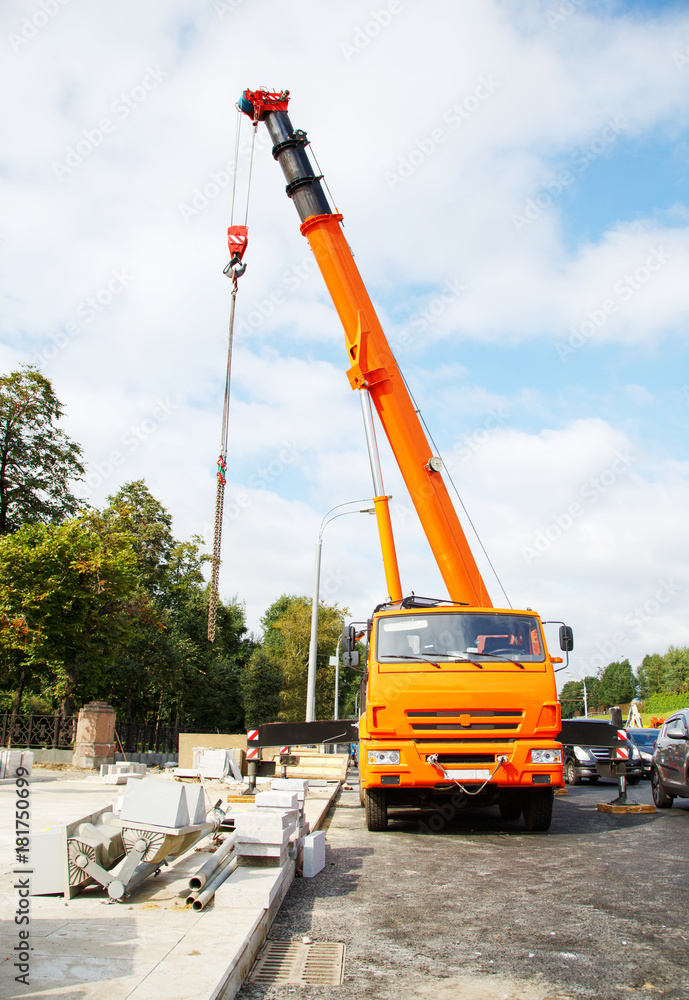 Mobile crane truck Stock Photo | Adobe Stock