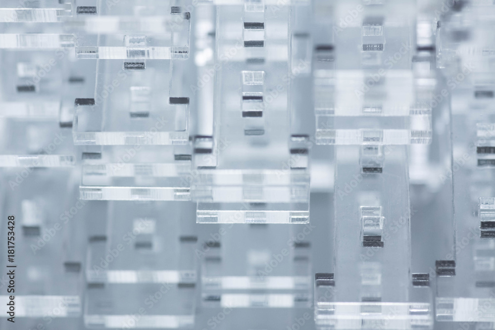 Abstract high-tech background. Details of transparent plastic or glass ...