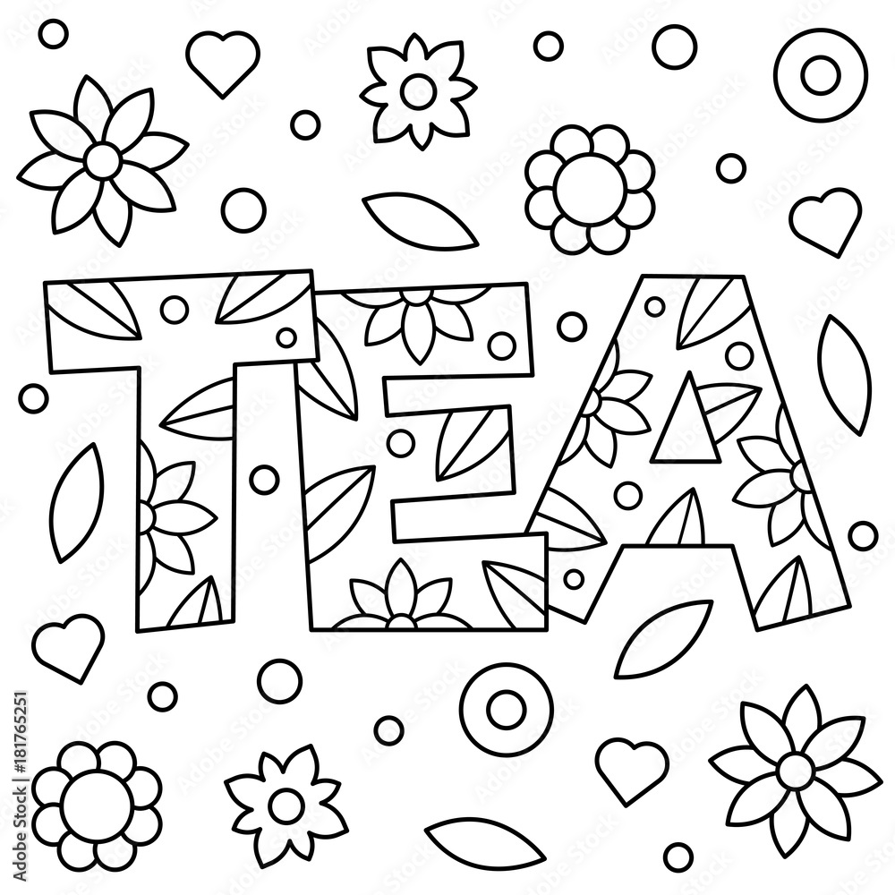 Tea. Coloring page. Vector illustration. Stock Vector | Adobe Stock