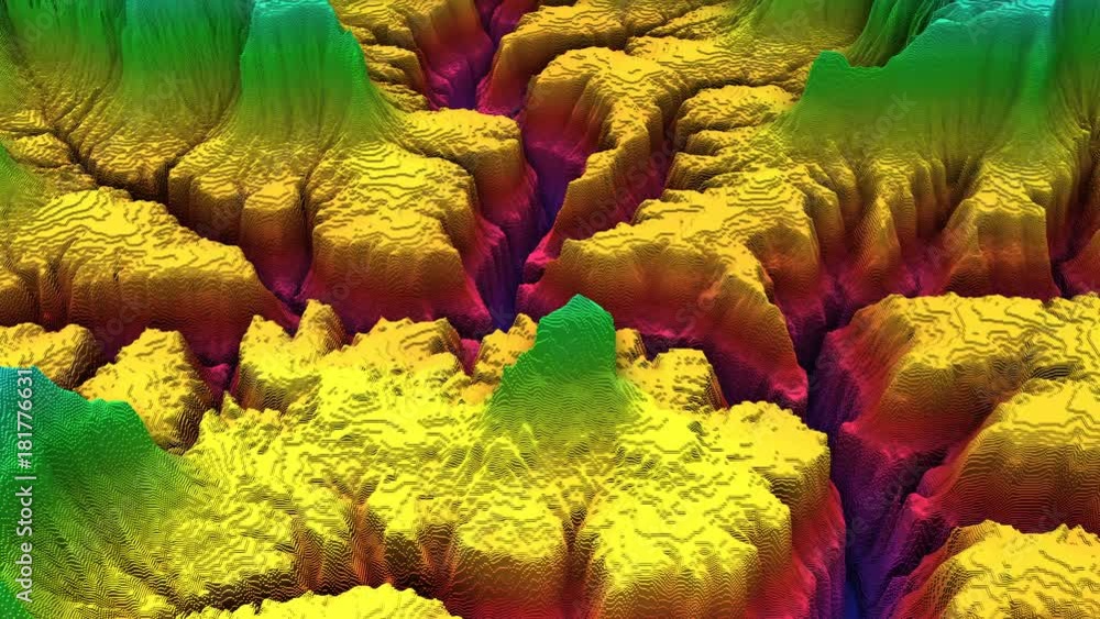 3d render of a soil slice, mountains isolated on dark background. cross ...