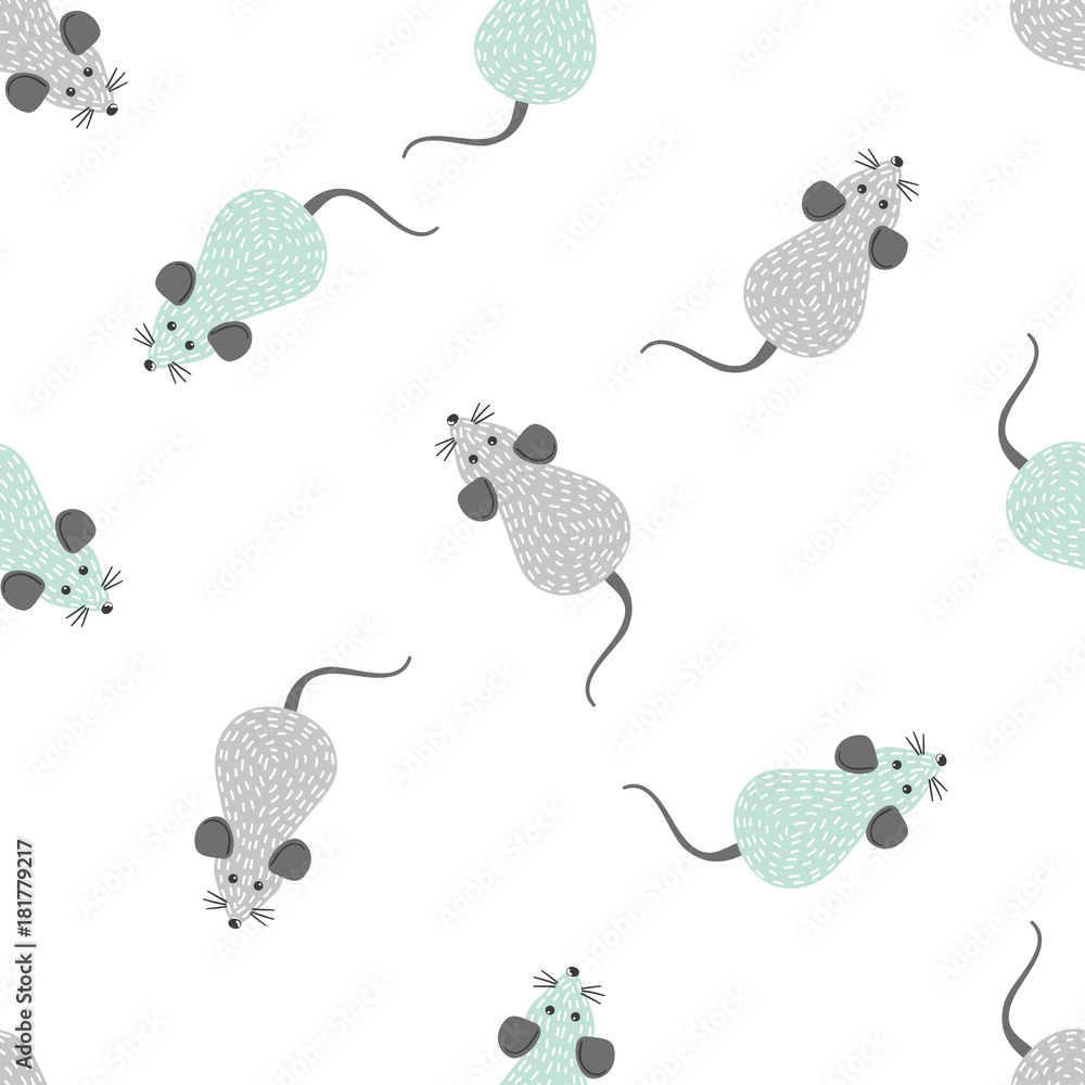 Seamless cute mouse pattern. Vector background with cartoon mice. Stock ...