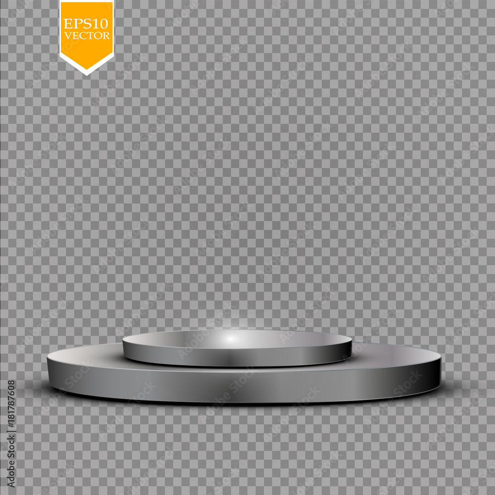 Realistic round white display podium isolated on transparent background ...