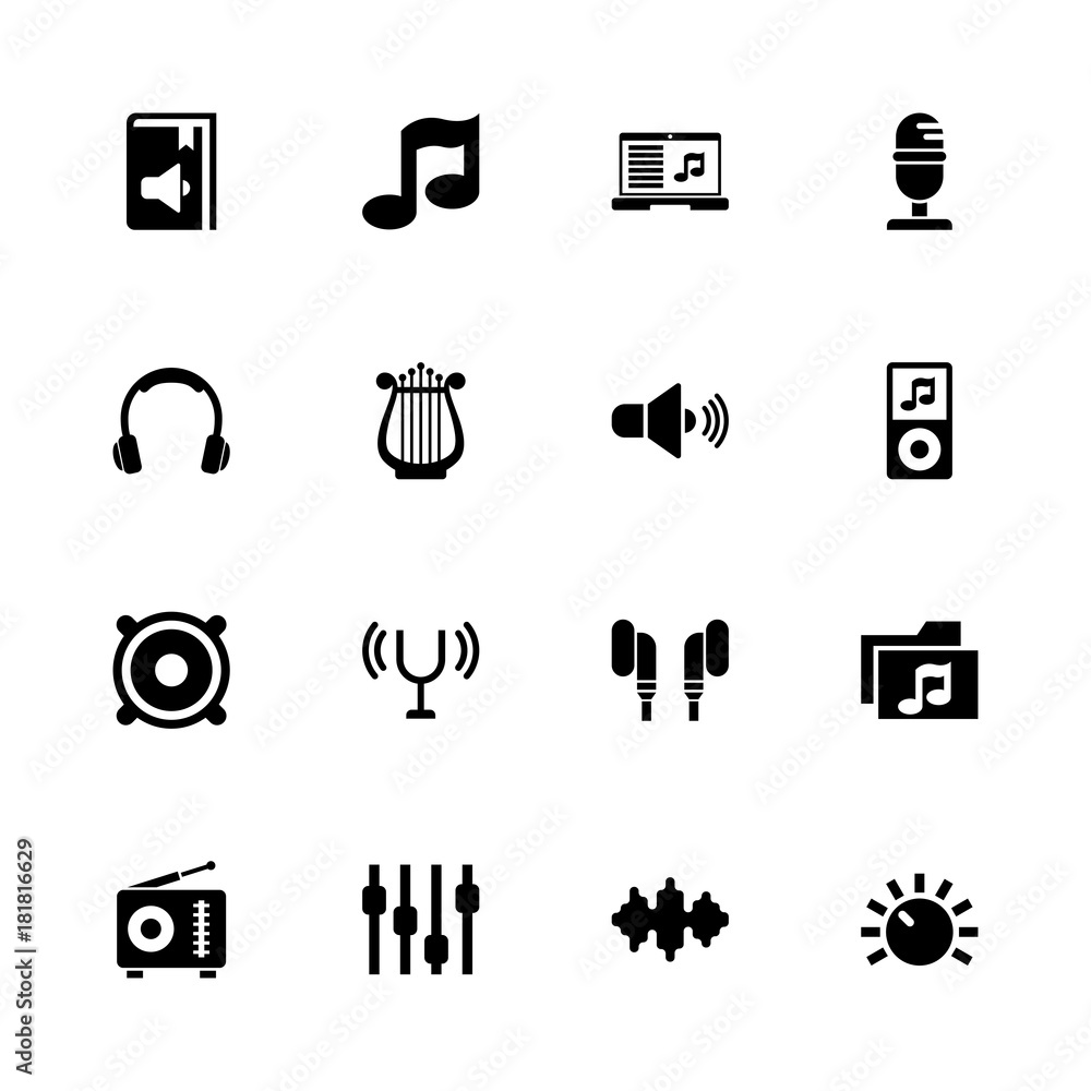 Sound icons - Expand to any size - Change to any colour. Flat Vector ...
