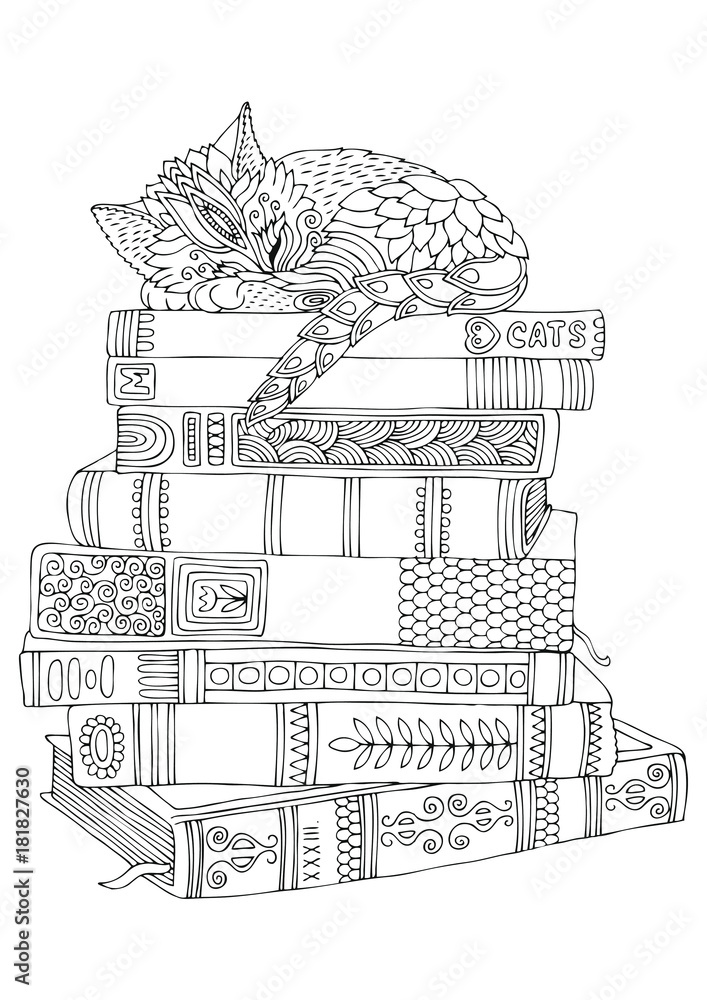 Stack Of Books Coloring Pages