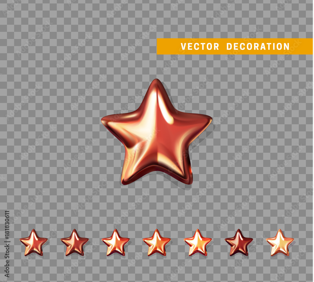 Red stars isolated on transparent background. Vector illustration ...