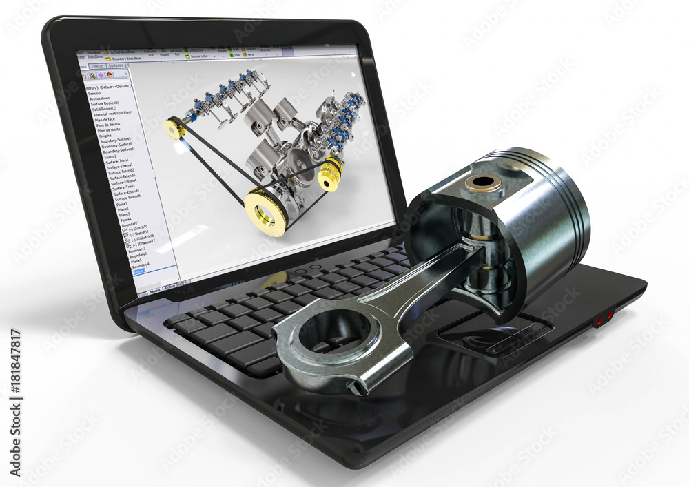 Engine development / 3D render image representing engine development ...