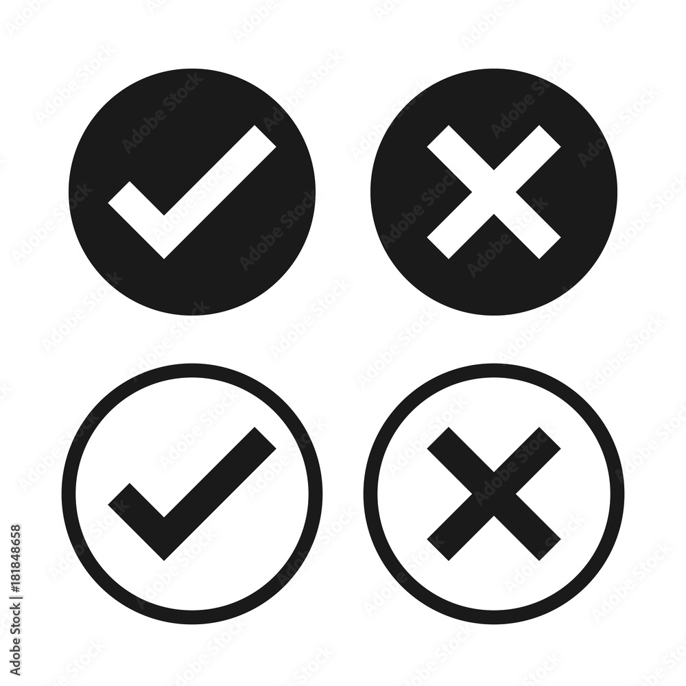 Check box list icons set, black isolated on white background, vector ...
