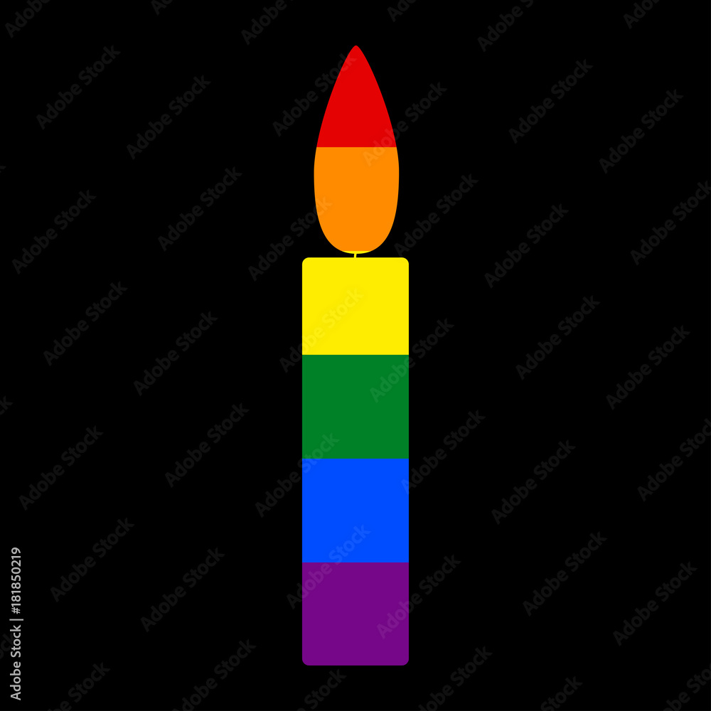 eps vector burning pride flag candle isolated on black background. LGBT ...