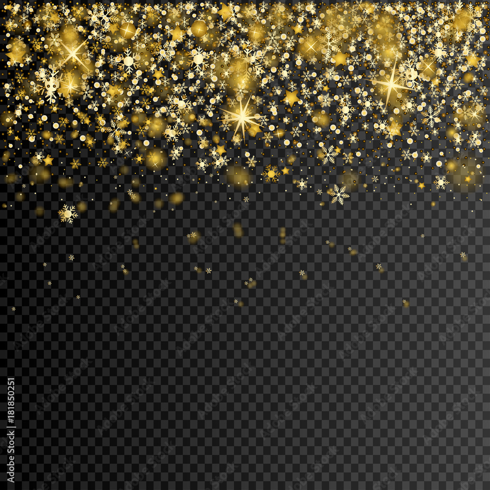 eps 10 vector falling golden glitter confetti isolated on transparent ...