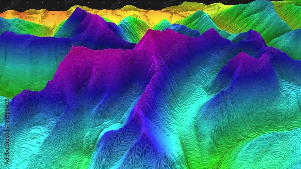 3D render of geology, soil slice, mountains isolated on dark background ...
