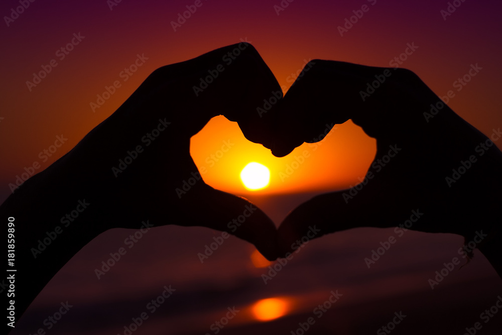 Heart Hands Sunset