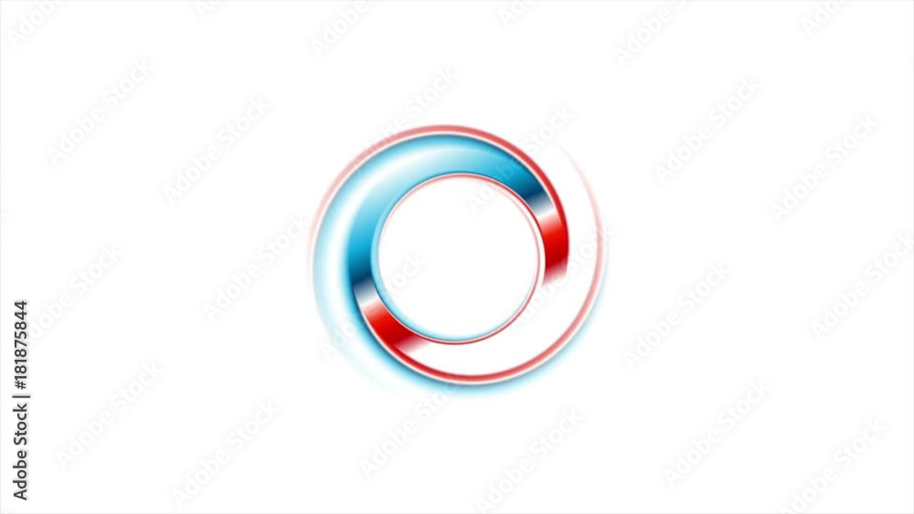 Blue and red ring on white background motion design. Video animation ...