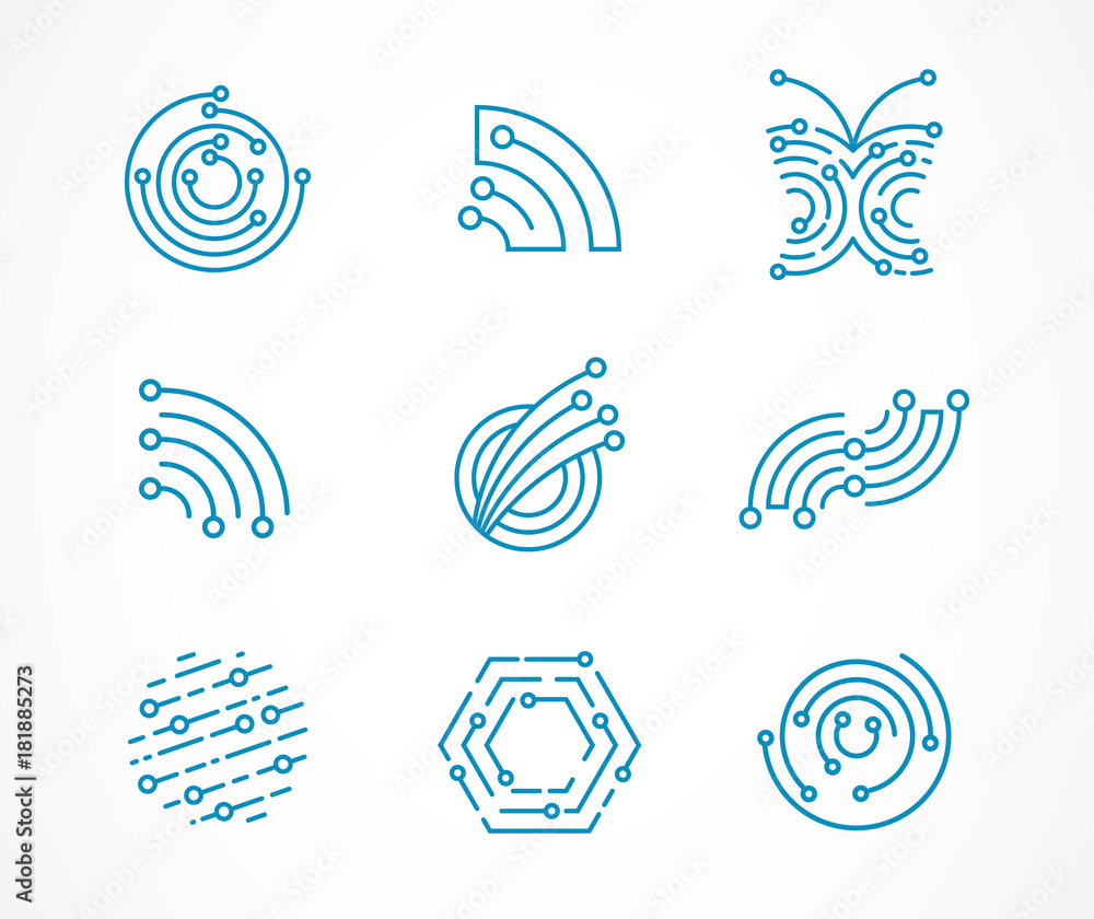 Logo set - technology, tech icons and symbols Stock Vector | Adobe Stock