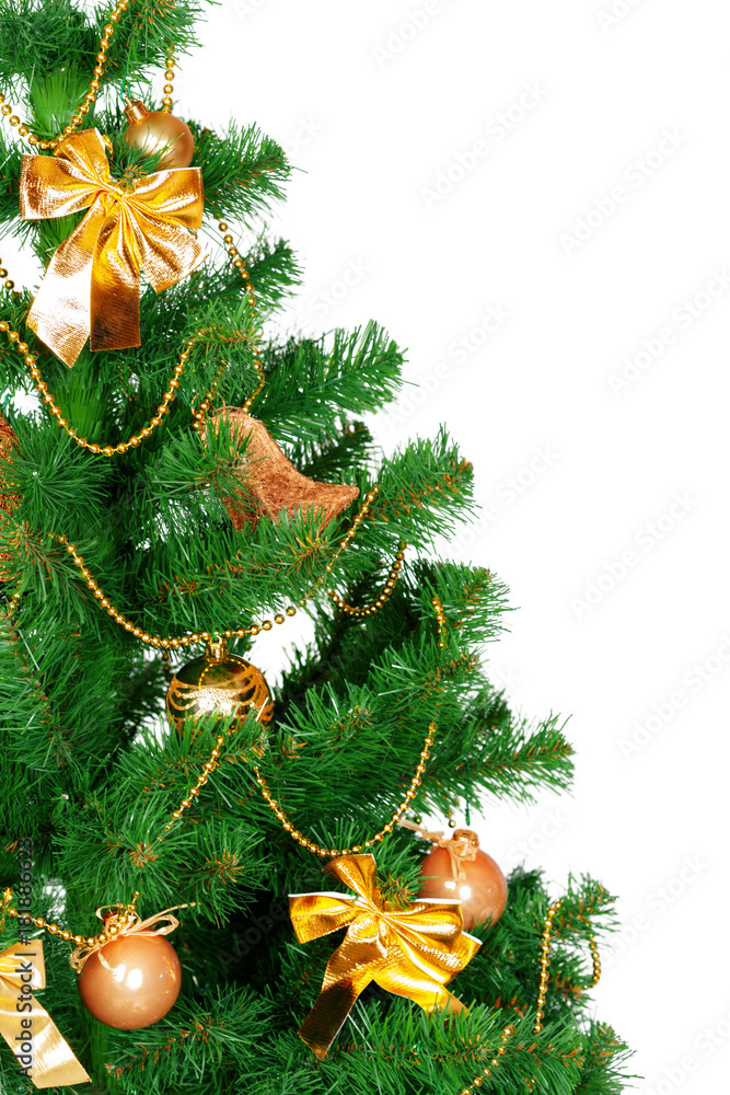 Christmas tree with ornaments, close-up Stock Photo | Adobe Stock